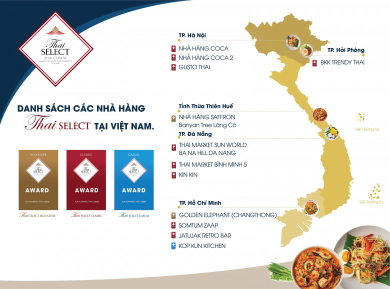 Chứng nhận "Thai SELECT” và các nhà hàng "Thai SELECT” ở Việt Nam