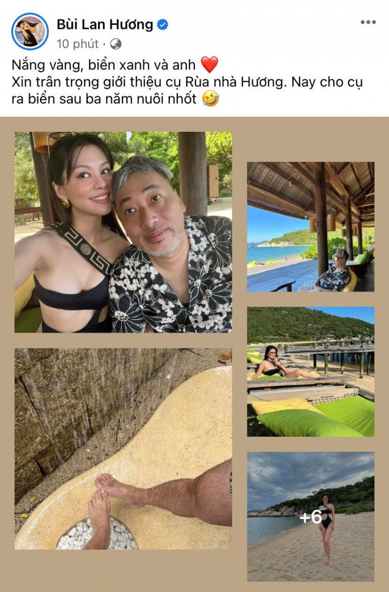 Bùi Lan Hương lần đầu công khai bạn trai râu tóc bạc trắng, là người nổi tiếng trong showbiz Việt