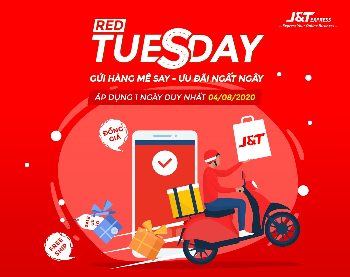 Chuyển phát nhanh J&T Express tung siêu khuyến mãi ngày "Red Tuesday” 4-8