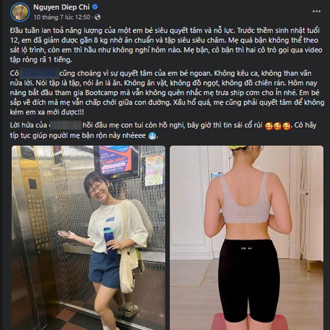 12 tuổi giảm thành công 8kg, con gái làm MC Diệp Chi chào thua, mặc đồ sành điệu như thiếu nữ ...