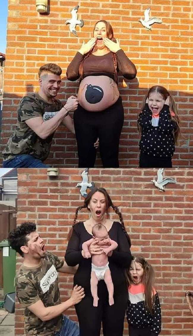 Mẹ bầu hài hước "nổ bụng ra con” được hội bỉm sữa làm theo rần rần, tạo ...